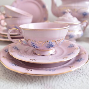 Collectibles Pink Porcelain Tea Service Set, Pink China Set Vintage ...