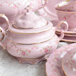 Collectibles China Tea Service Set, Pink China Set Vintage, Vintage ...