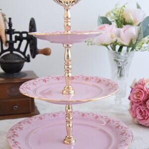 Pink Porcelain Cake Stander With Floral Decorations by LL - Etsy