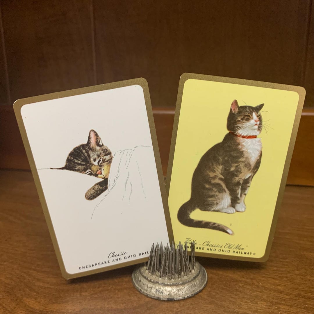 Vintage Cats Single Swap Playing Card Set of 2 Chessie Old Man Railway ...