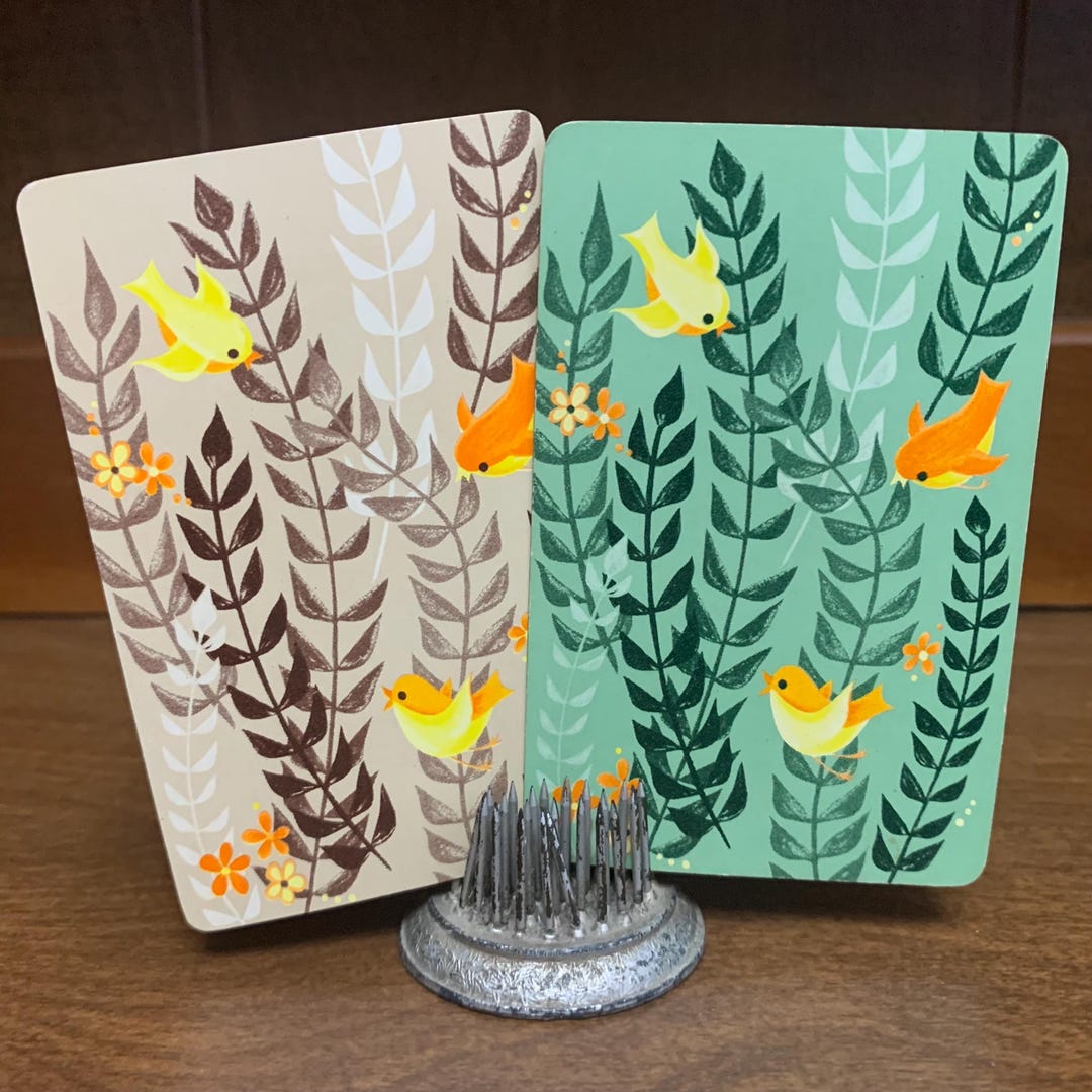 Vintage Birds Vines Leaves Single Swap Playing Card Set of 2 Green Tan ...