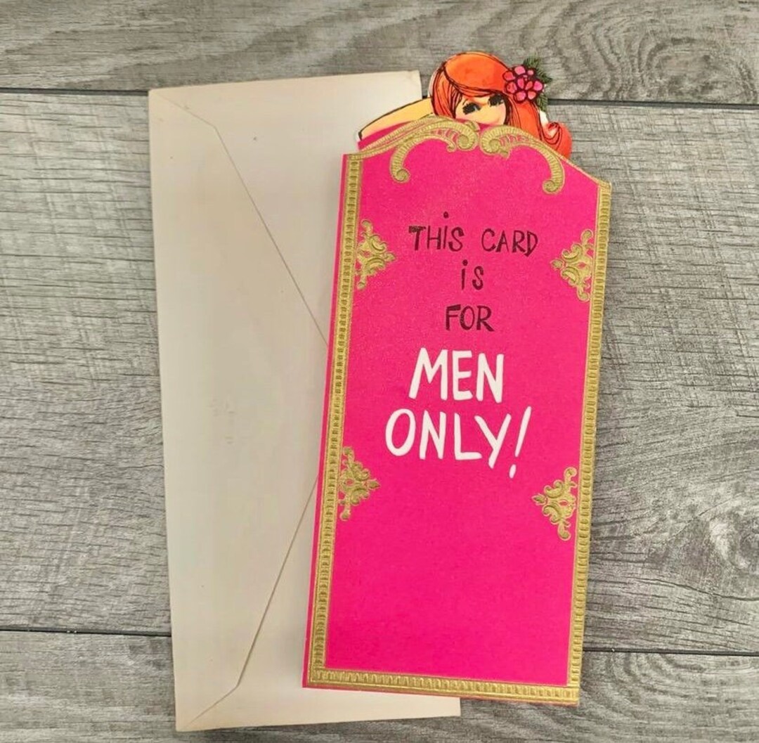 Vintage Men Only Greeting Birthday Card Pink Redhead Lady - Etsy
