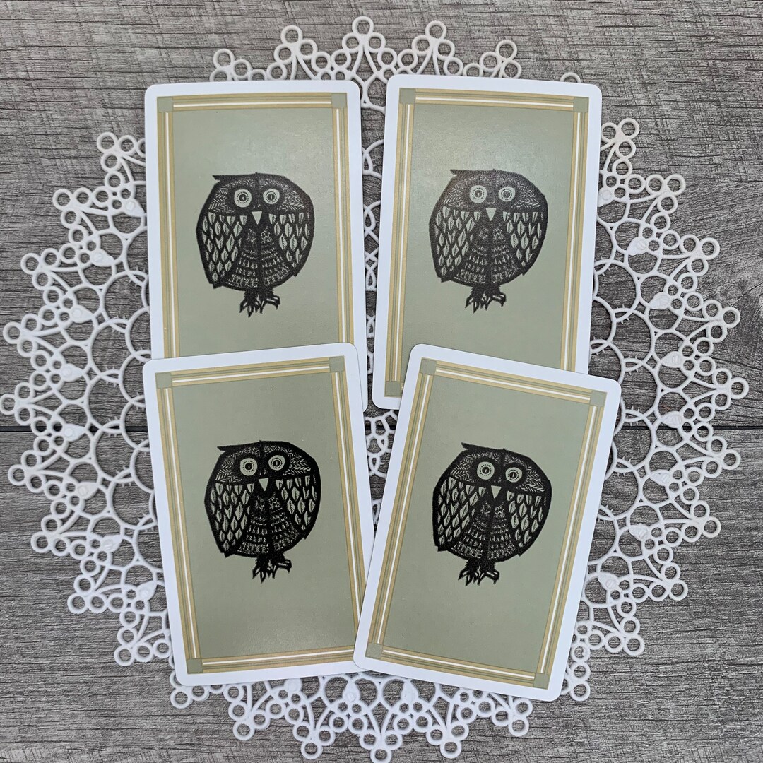 Vintage Single Swap Playing Card Owl Set of 4 - Etsy