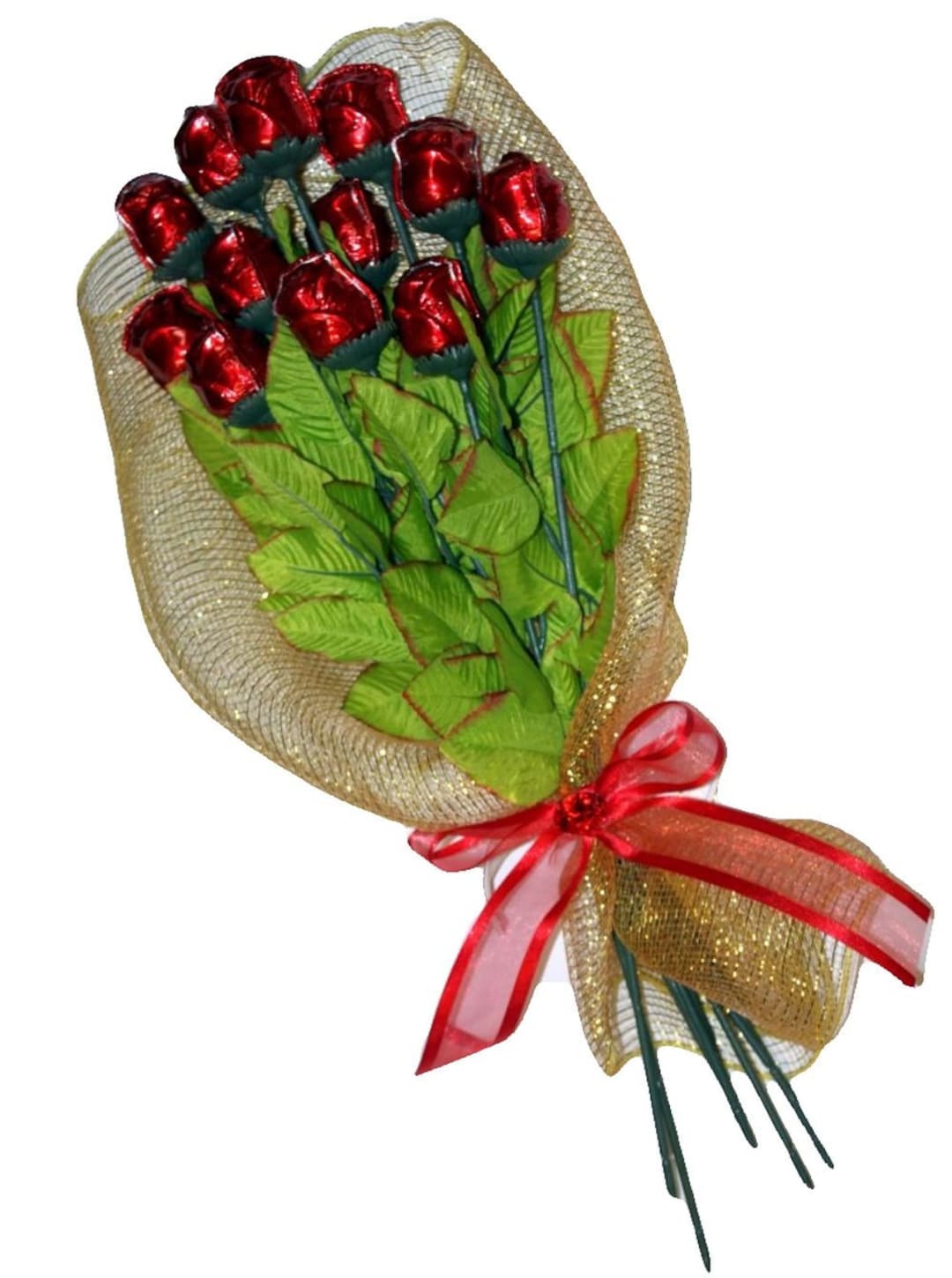 Long Stem Red Chocolate Roses Bouquet in a Fancy Hand Wrapping - Etsy