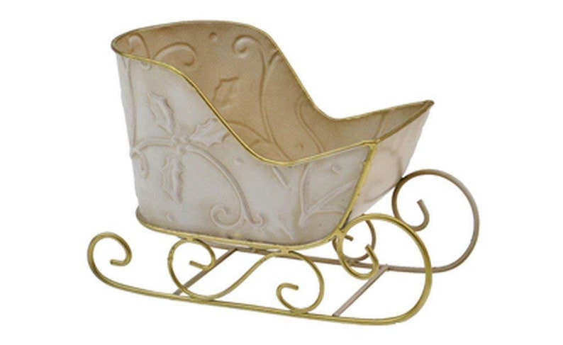 Red and Gold or Ivory Metal Christmas Sleigh - Empty Christmas ...