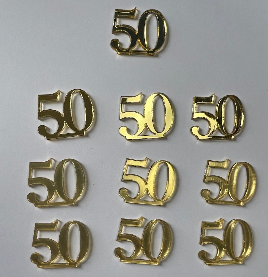 Number 50 Charm Gold, 10 Pieces of 50 Gold Charms for 50th Birthday ...