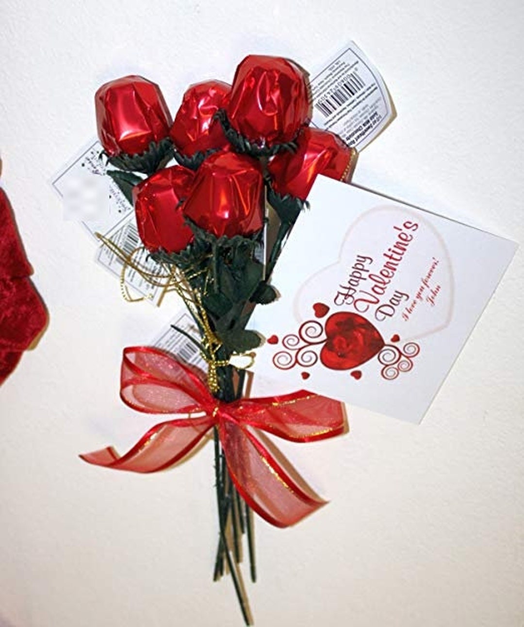 Personalized Valentine Red Chocolate Rose Bouquet of 6 Roses From ...