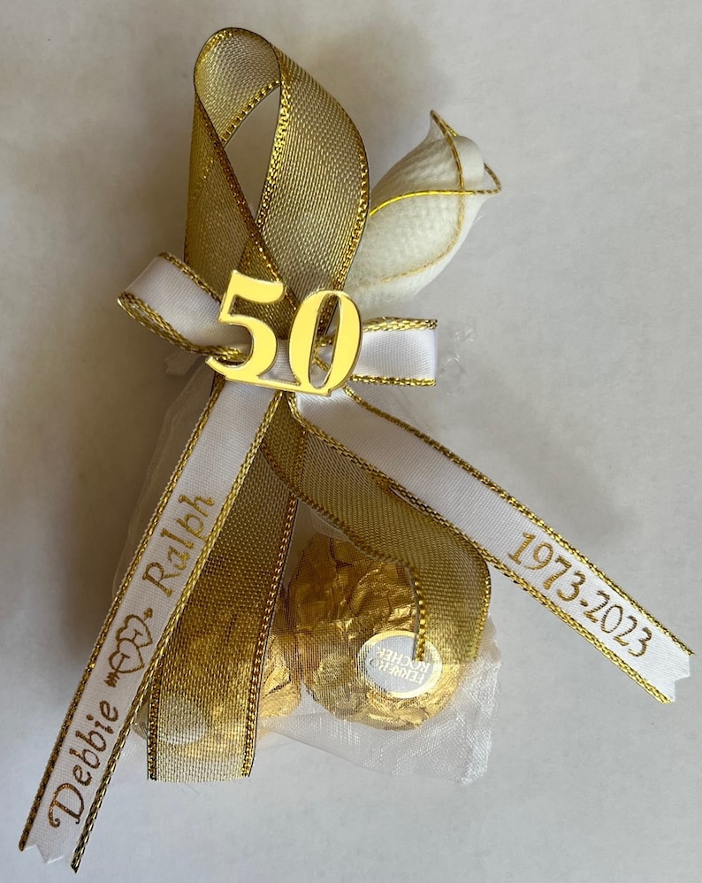 Bolsa dorada para recuerdos del 50.º aniversario rellena con 5 - Etsy ...