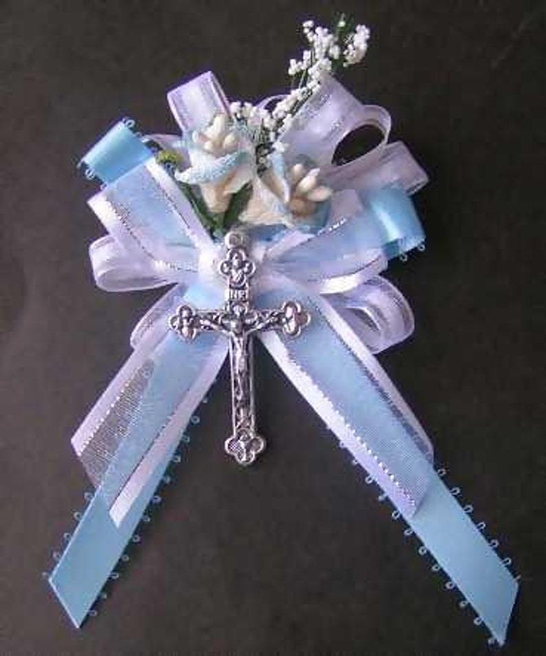 Fancy Personalized Cross Corsage capias With Bouquet & Pin - Etsy