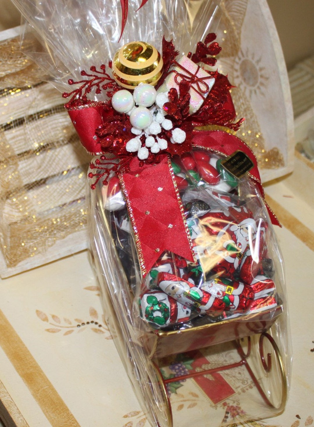 Christmas Sleigh Basket Filled With Gourmet Santa Chocolate and ...