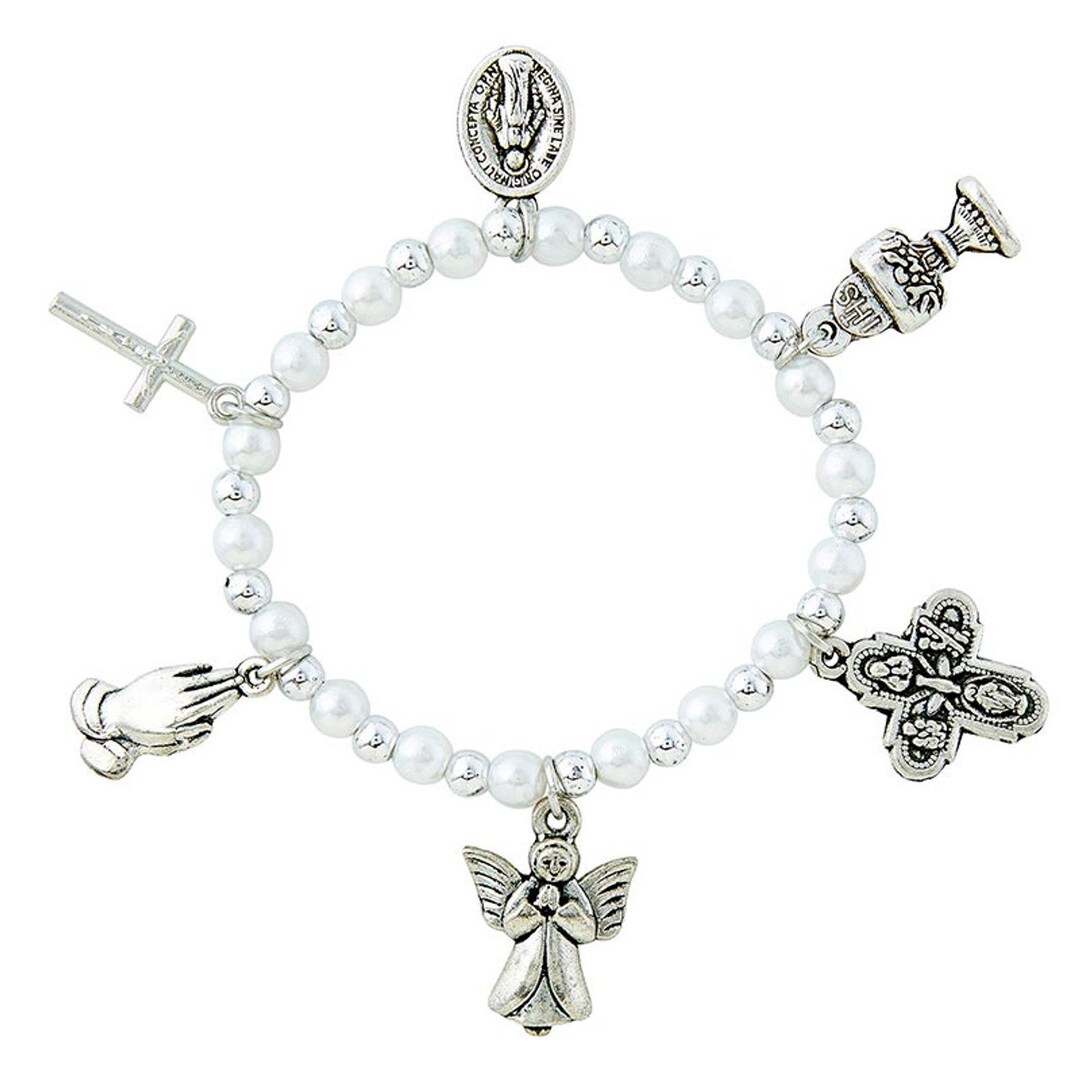 Traditional Memories First Communion Charm Bracelets With Pearl Beads ...