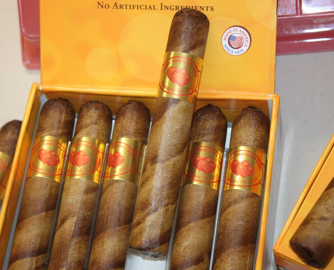 Personalized Valentine's Chocolate Cigars in a Fancy Cigar Box of 12 ...