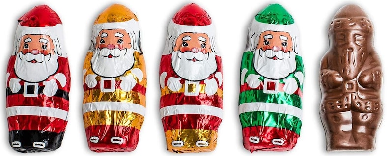 Mini Santas Christmas Premium Chocolate 1 LB - Assorted Colorful Bite ...