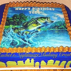 Bass Fishing Edible Cake Topper Image Bass Fishing Cupcakes - Etsy