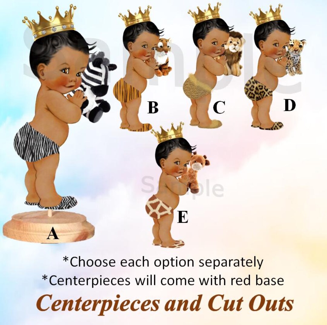 Little Prince Safari Baby Boy Centerpiece or Cut Outs. Animal Print ...