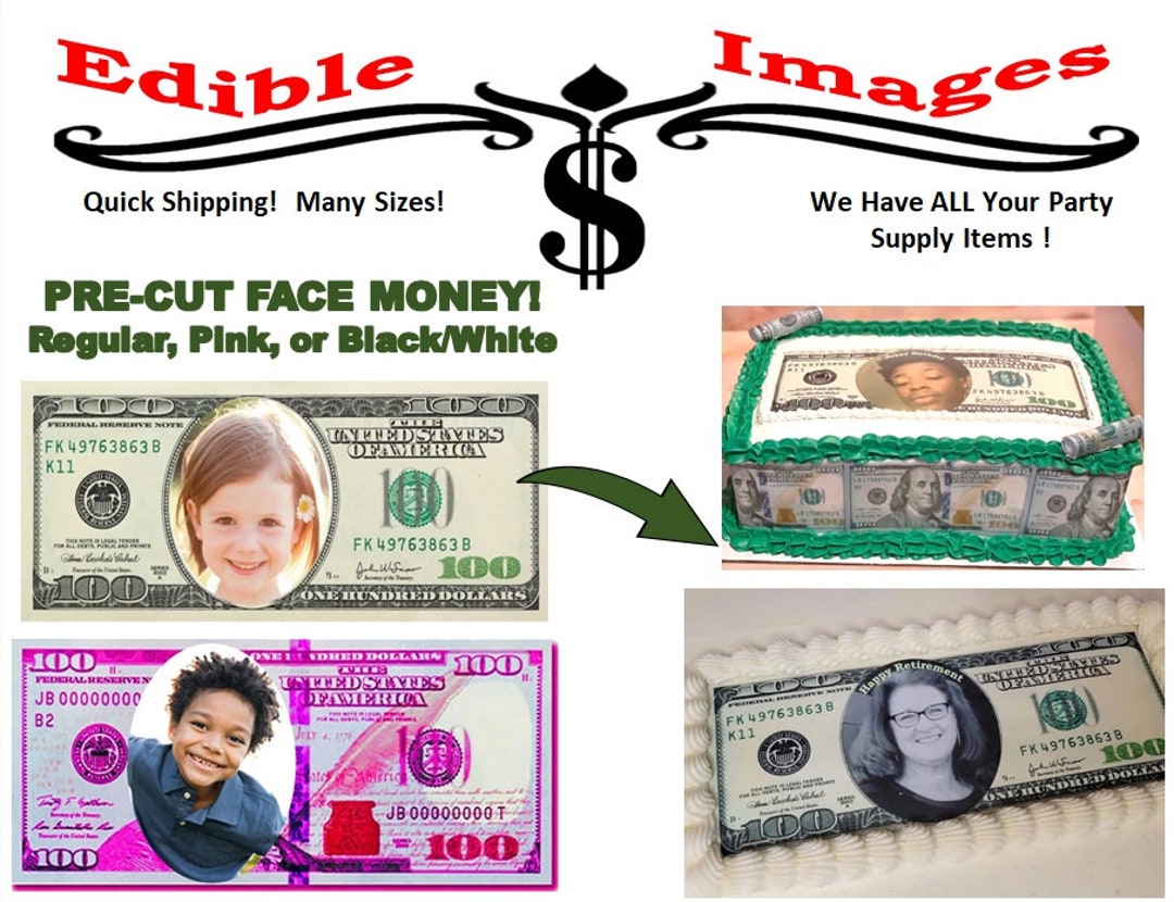 Your Face on Money Edible Cake Topper Image 100 Dollar Bill - Etsy