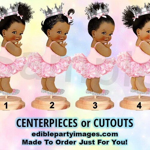 Pink Silver Crown Princess Centerpieces African American Baby - Etsy