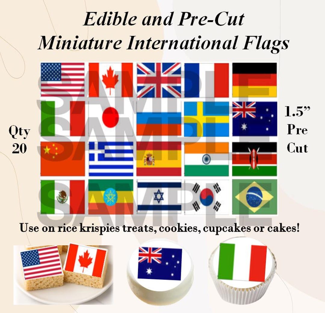 Edible Miniature International Flags for Cupcakes, Oreo's, Rice ...