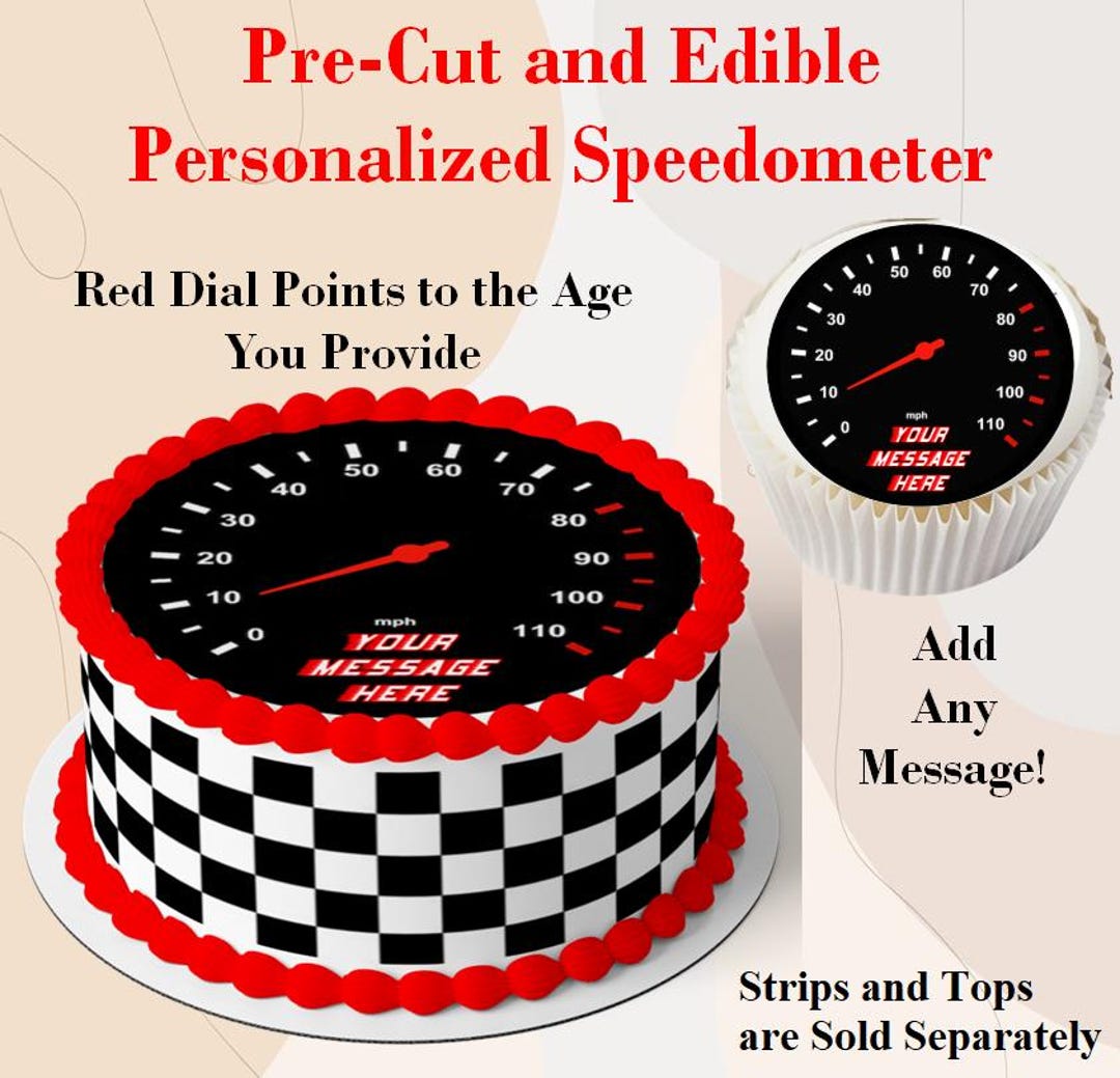 Racing Speedometer EDIBLE Cake Cupcake Image Topper, Speeding Cake ...