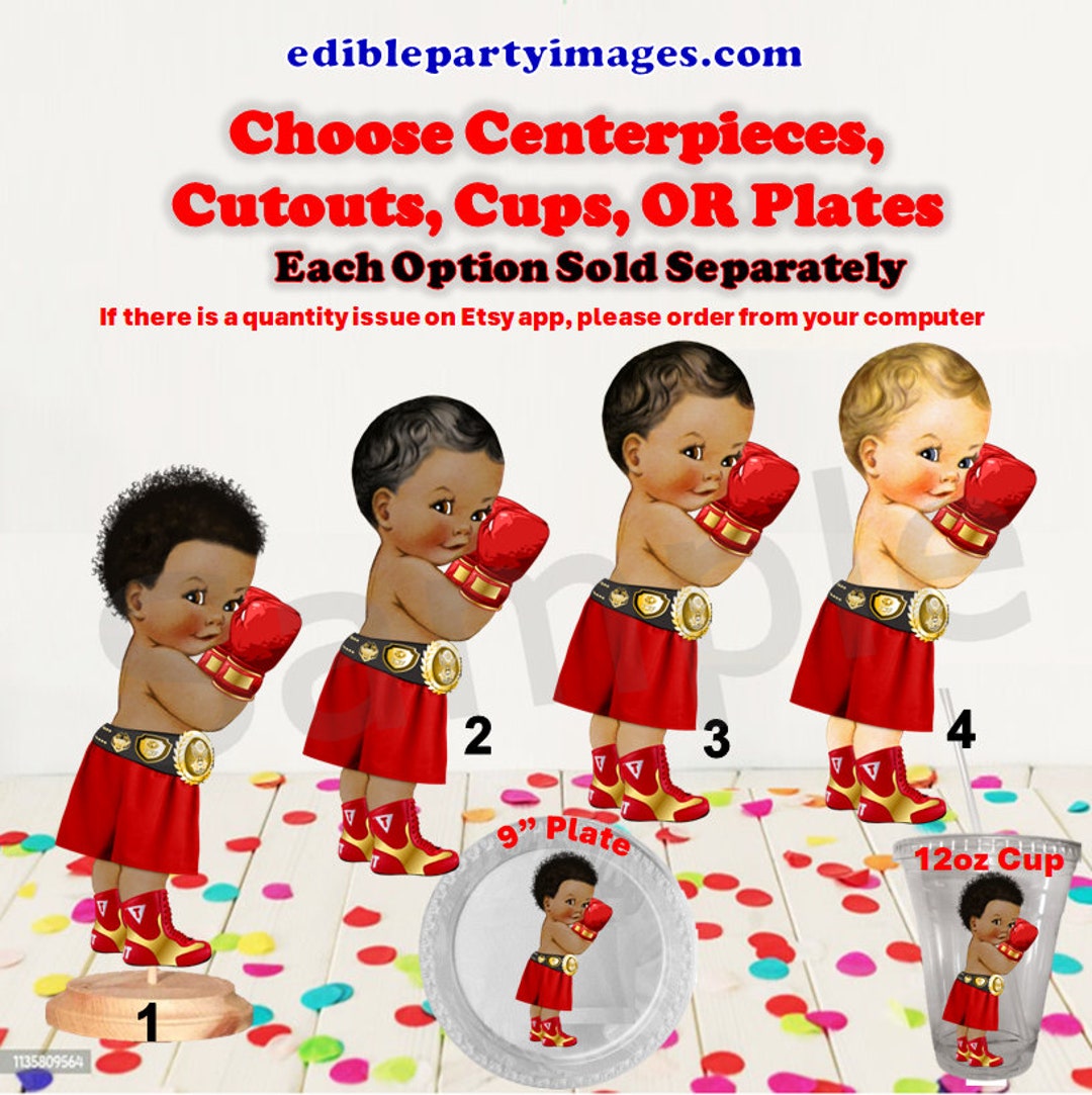 Little Prince Boxing Boxer Baby Boy Centerpiece With Stand OR Cut Outs ...