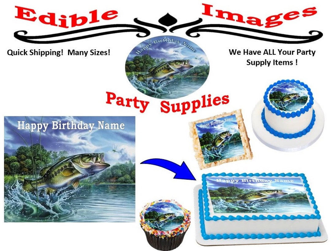 Bass Fishing Edible Cake Topper Image Bass Fishing Cupcakes - Etsy Canada
