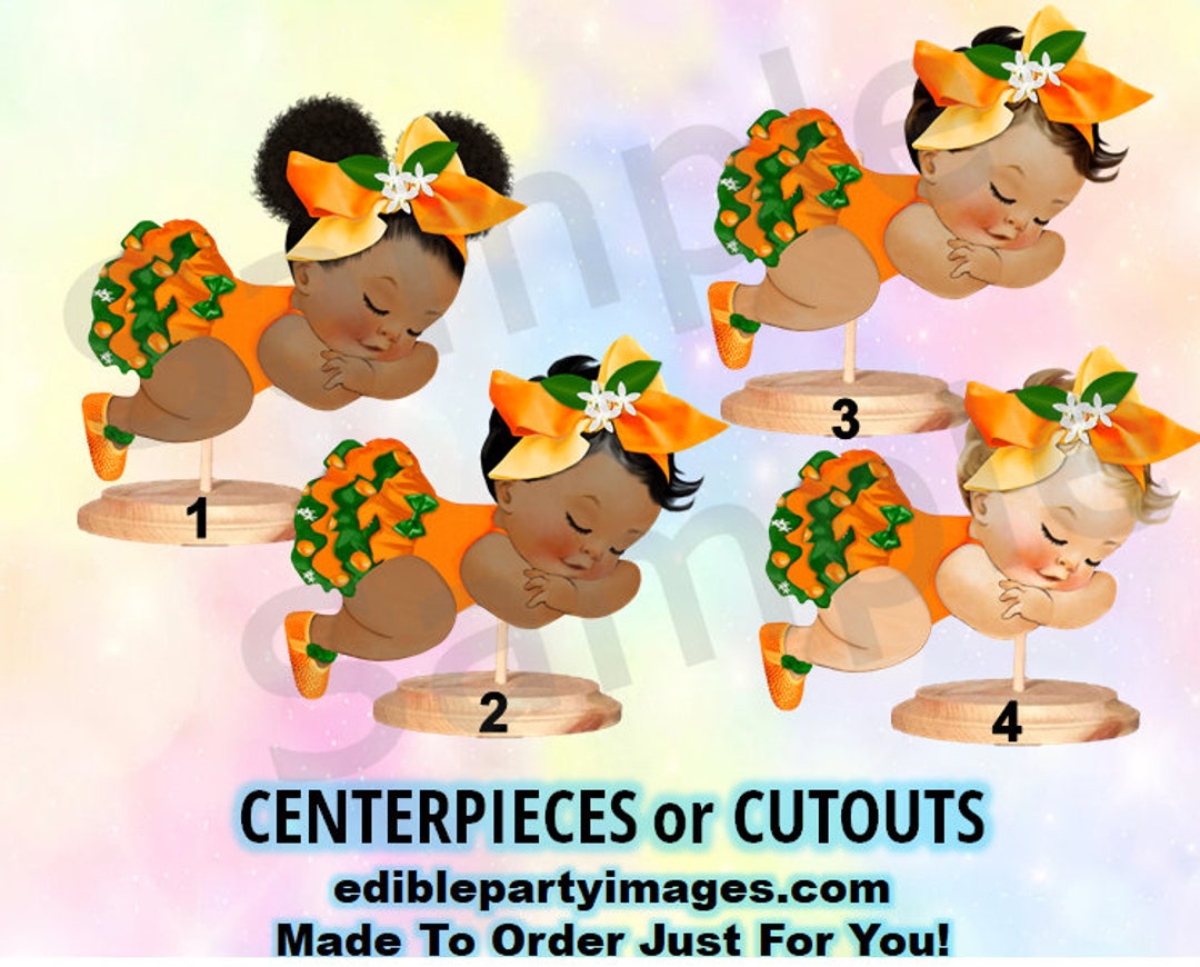 Little Cutie Orange Baby Girl Centerpiece With Stand OR Cut - Etsy