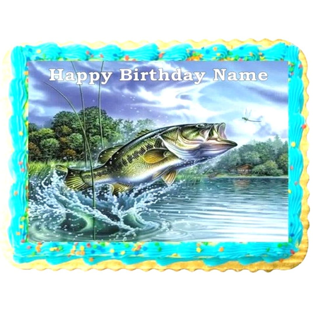Bass Fishing Edible Cake Topper Image, Bass Fishing Cupcakes, Fathers ...