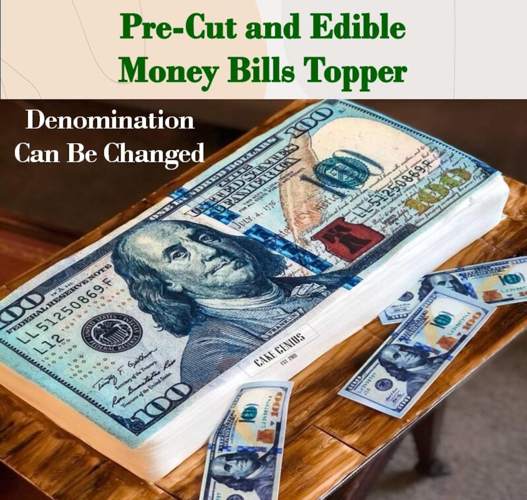 Edible Money 100 Dollar Bills for Cakes, New One Hundred Dollar. Made ...