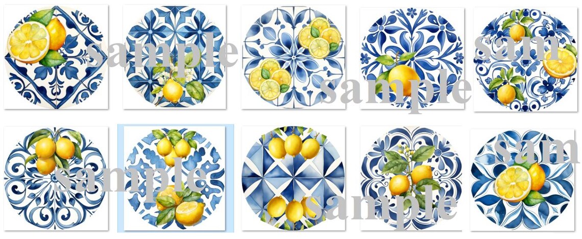 Italian Lemon Tile Edible Toppers for Cupcakes, Cookies, Oreo's and ...