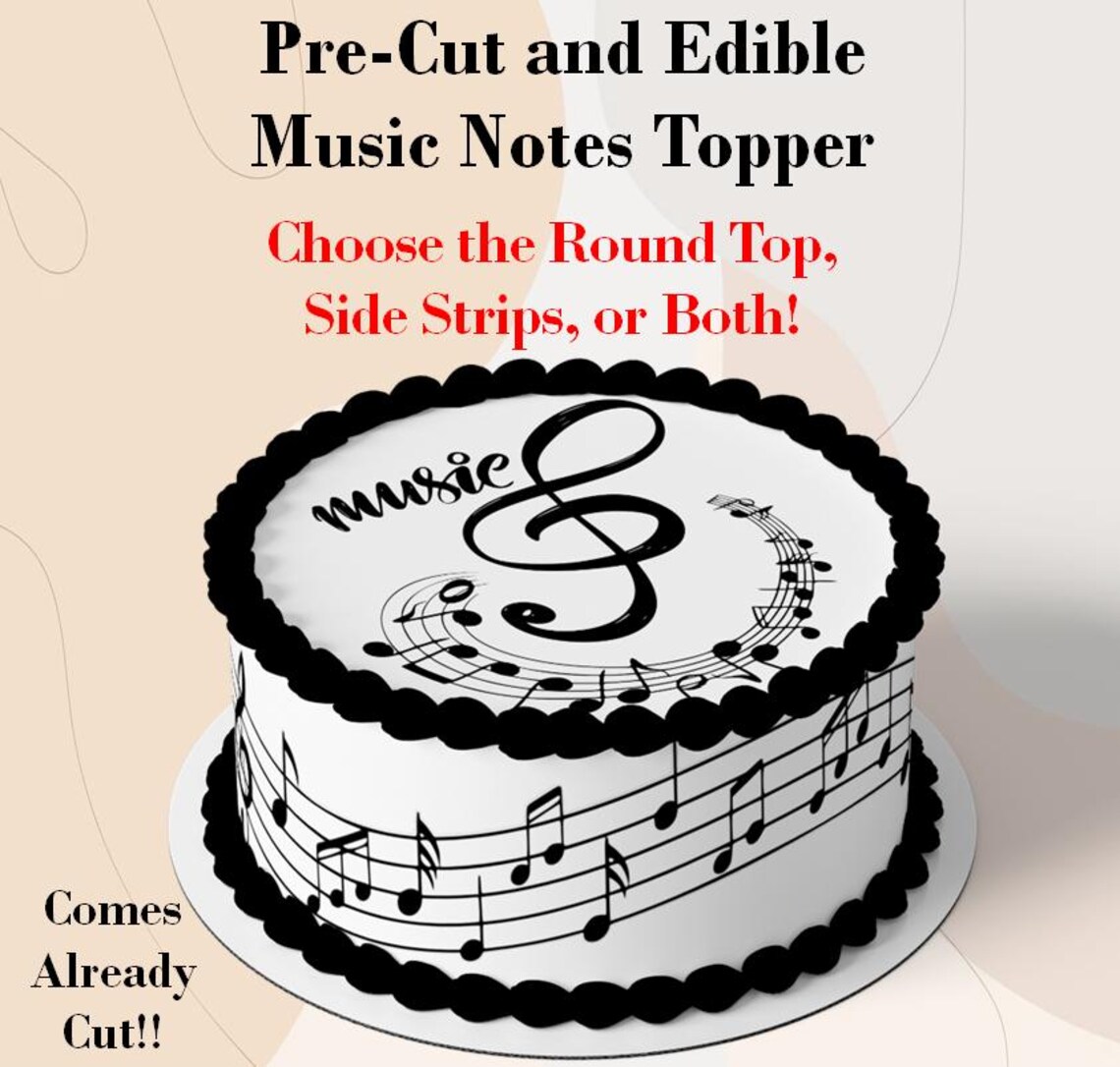 Pre-cut Musical Notes Edible Topper for Cakes, Cupcakes, Cookies and ...