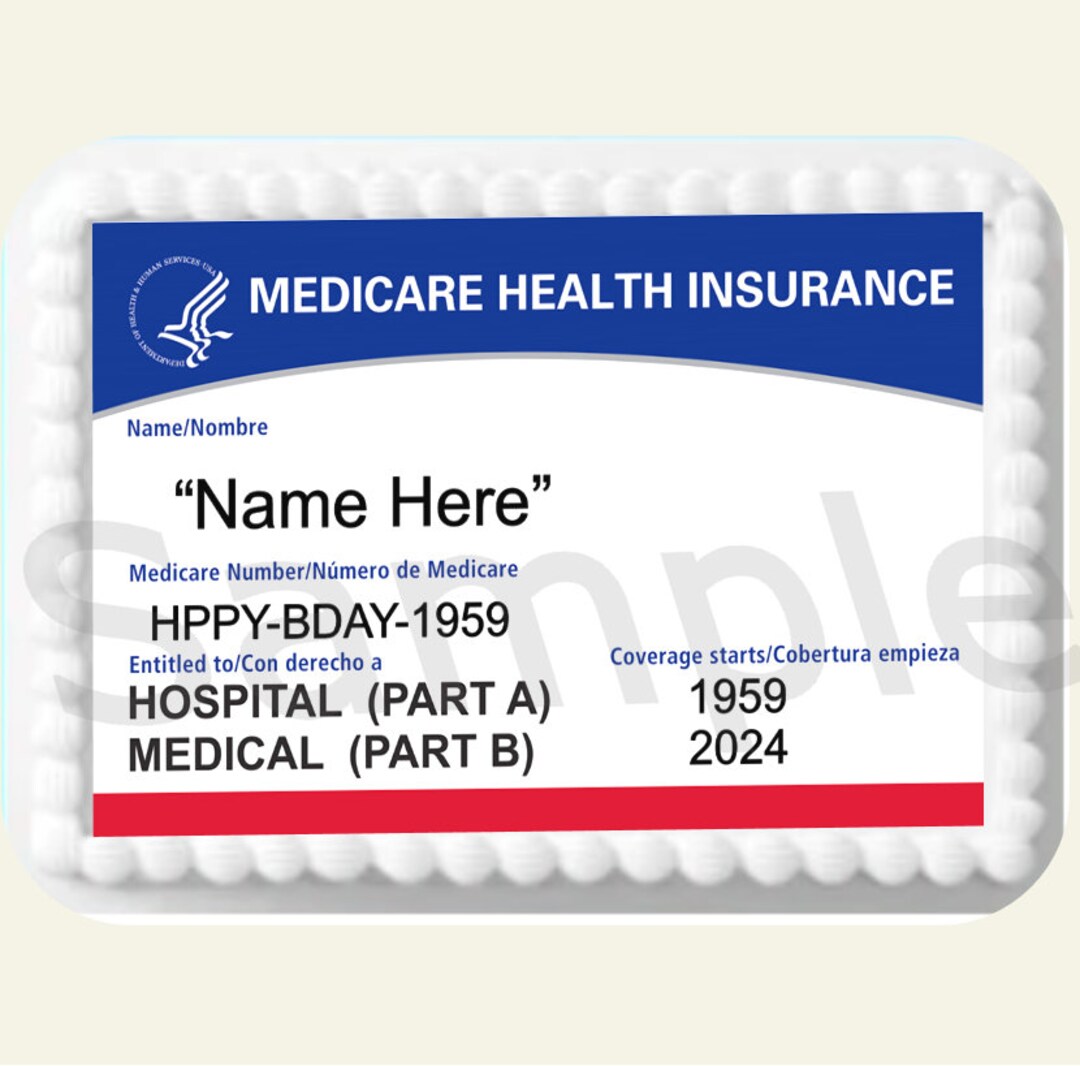 Medicare Card EDIBLE Image for Cakes and Cupcakes, Retirement Cake ...