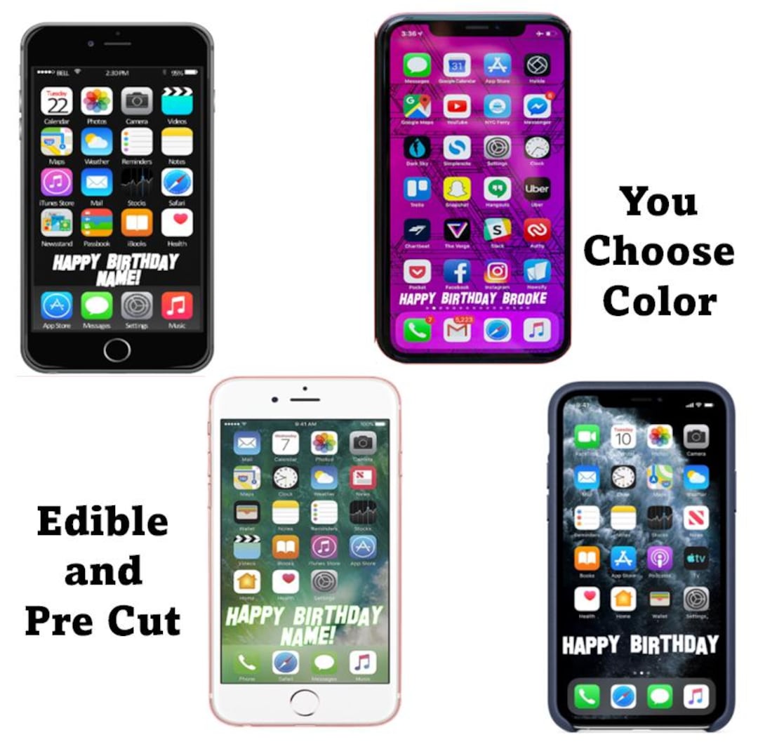 Cell Phone iPhone EDIBLE Cake Topper Image Frosting Sheet, iPhone Cake ...