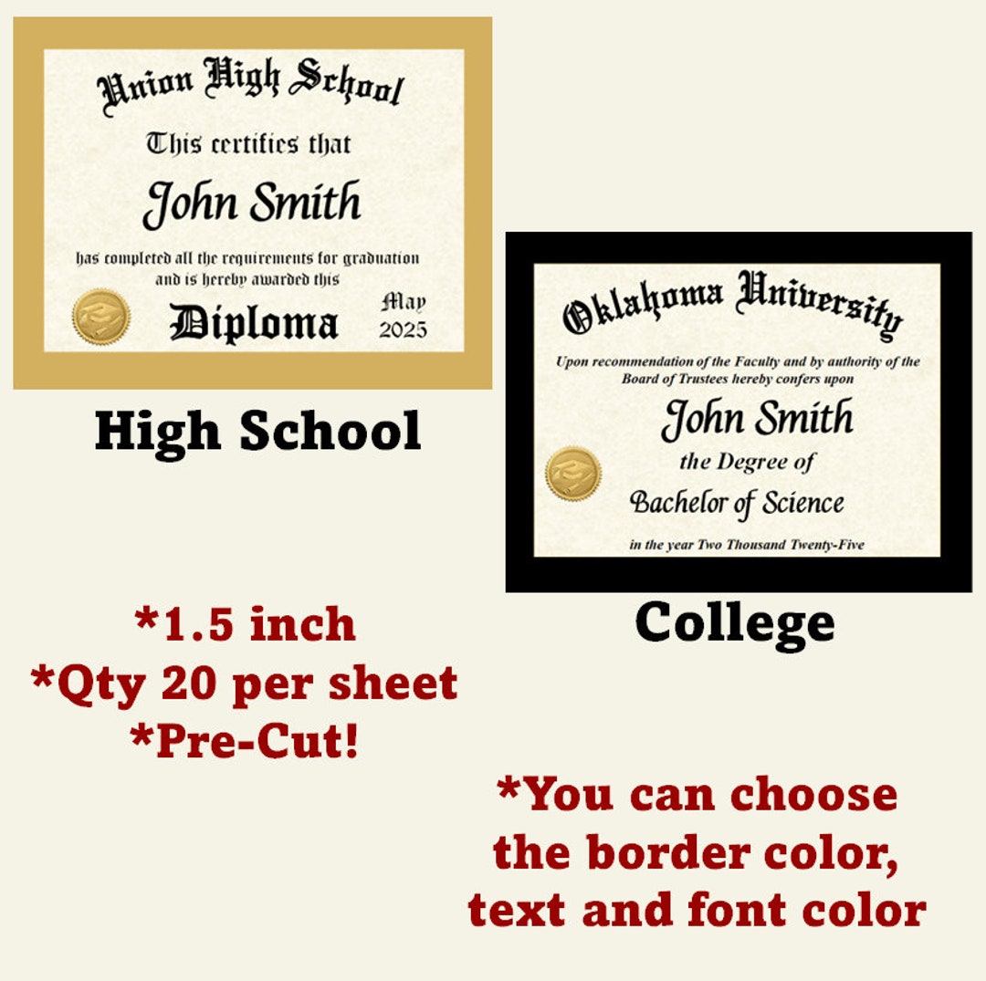 20 Custom Edible Graduation Diplomas for Cupcakes, Cookies, or Rice ...