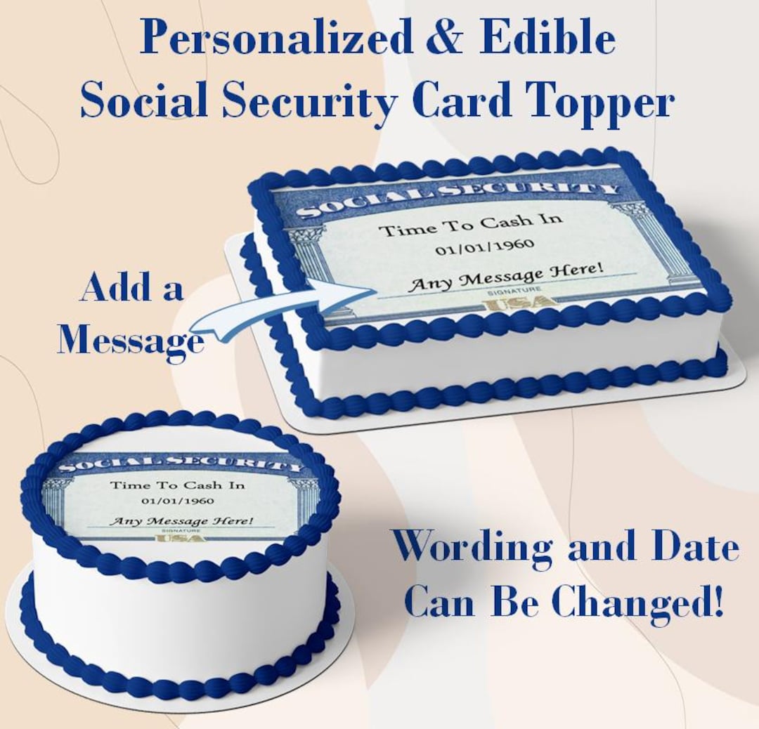 Edible Social Security Card Cake Topper Image. Realistic Customizable ...