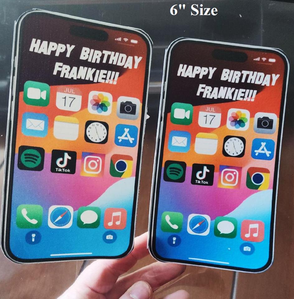 Cell Phone iPhone EDIBLE Cake Topper Image Frosting Sheet, iPhone Cake ...