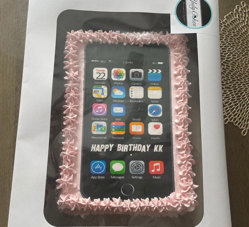 Cell Phone iPhone EDIBLE Cake Topper Image Frosting Sheet, iPhone Cake ...