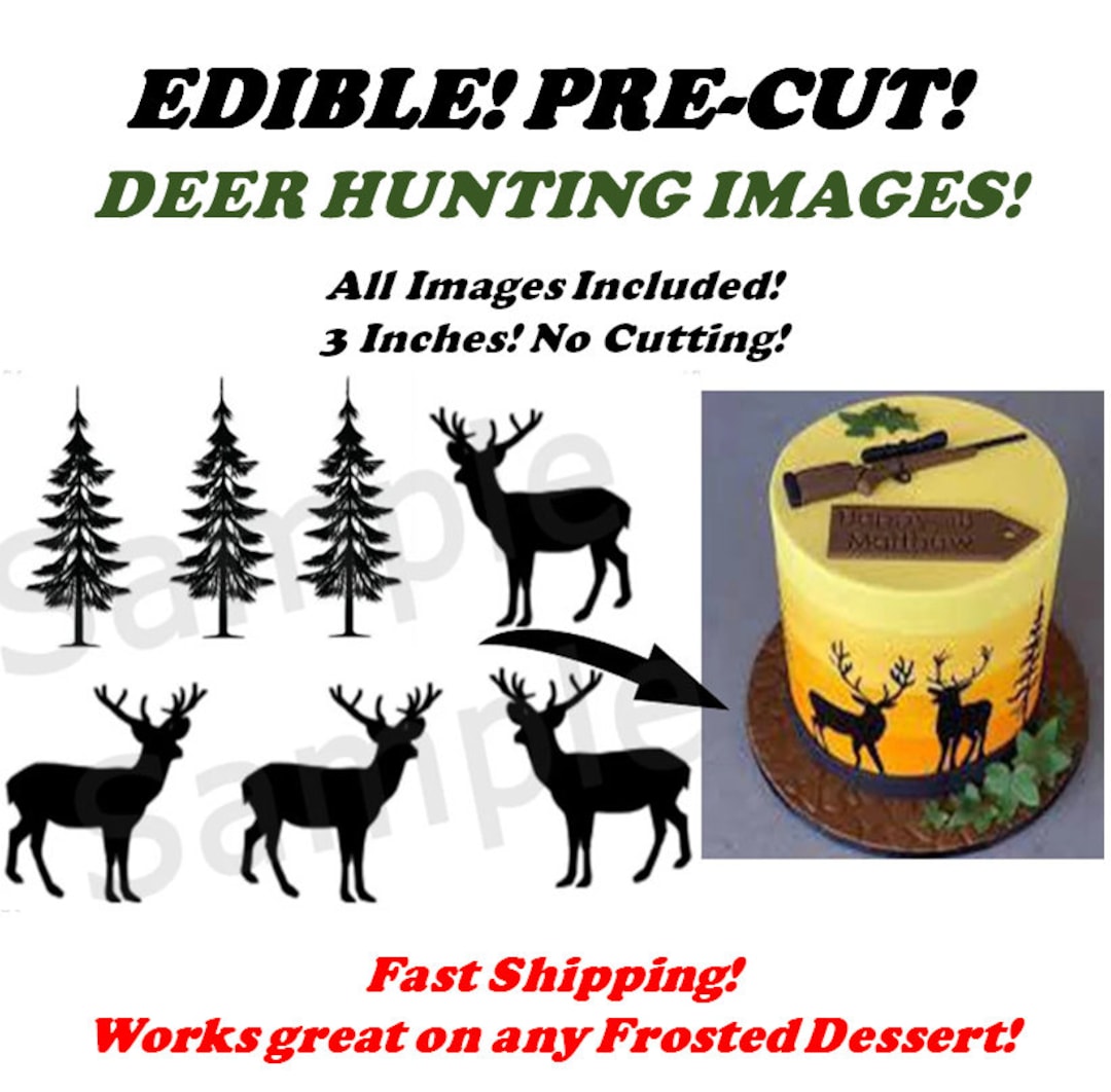 Deer Hunting Edible Pre Cut Images for Cake or Cupcakes, Edible Deer ...