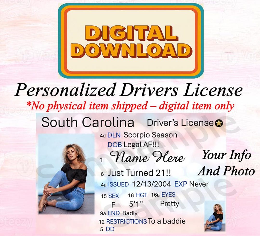 Personalized Driver's License Baddie Legal AF - Digital Download ...