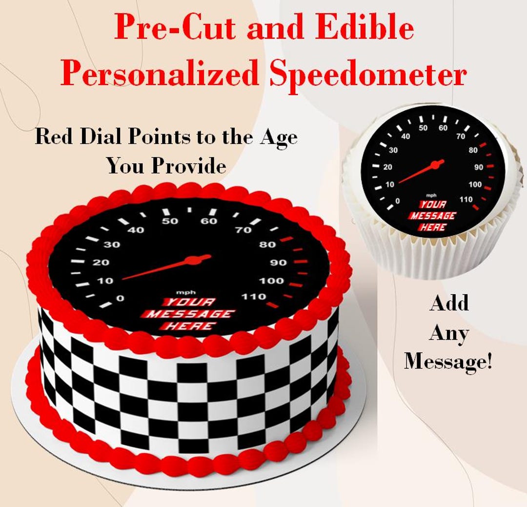Racing Speedometer EDIBLE Cake Cupcake Image Topper, Speeding Cake ...