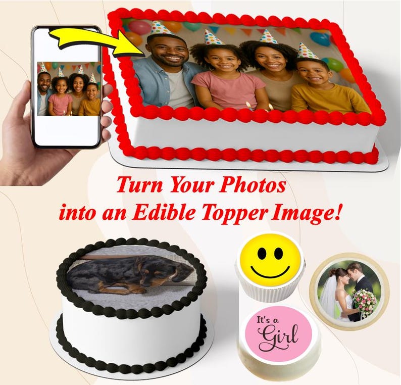 Edible Photo Topper for Cakes, Cupcakes, Oreos, Cookies and More! Use ...