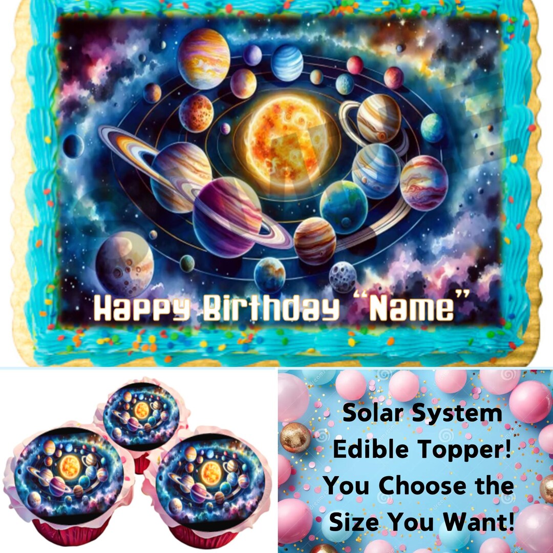 Planet Solar System Edible Toppers for Cakes, Cupcakes, Cookies and ...