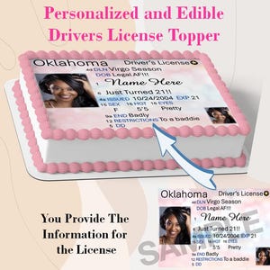 Personalized Drivers License Edible Cake Topper Image - Any State ...
