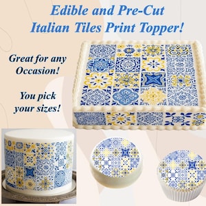 Italian Tiles Mediterranean Edible Pattern for Cakes, Cupcakes, Cookies ...