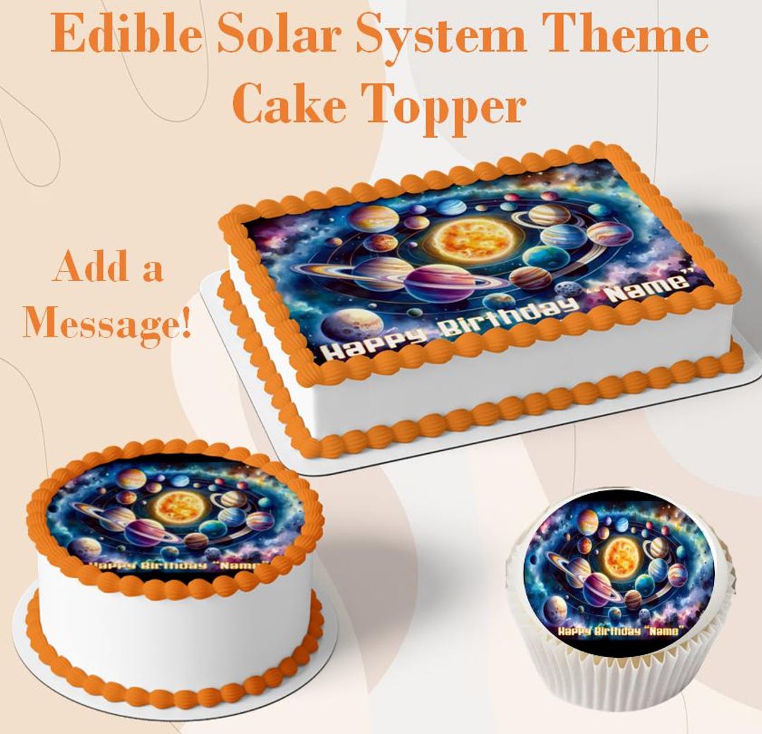 Planet Solar System Edible Toppers for Cakes, Cupcakes, Cookies and ...