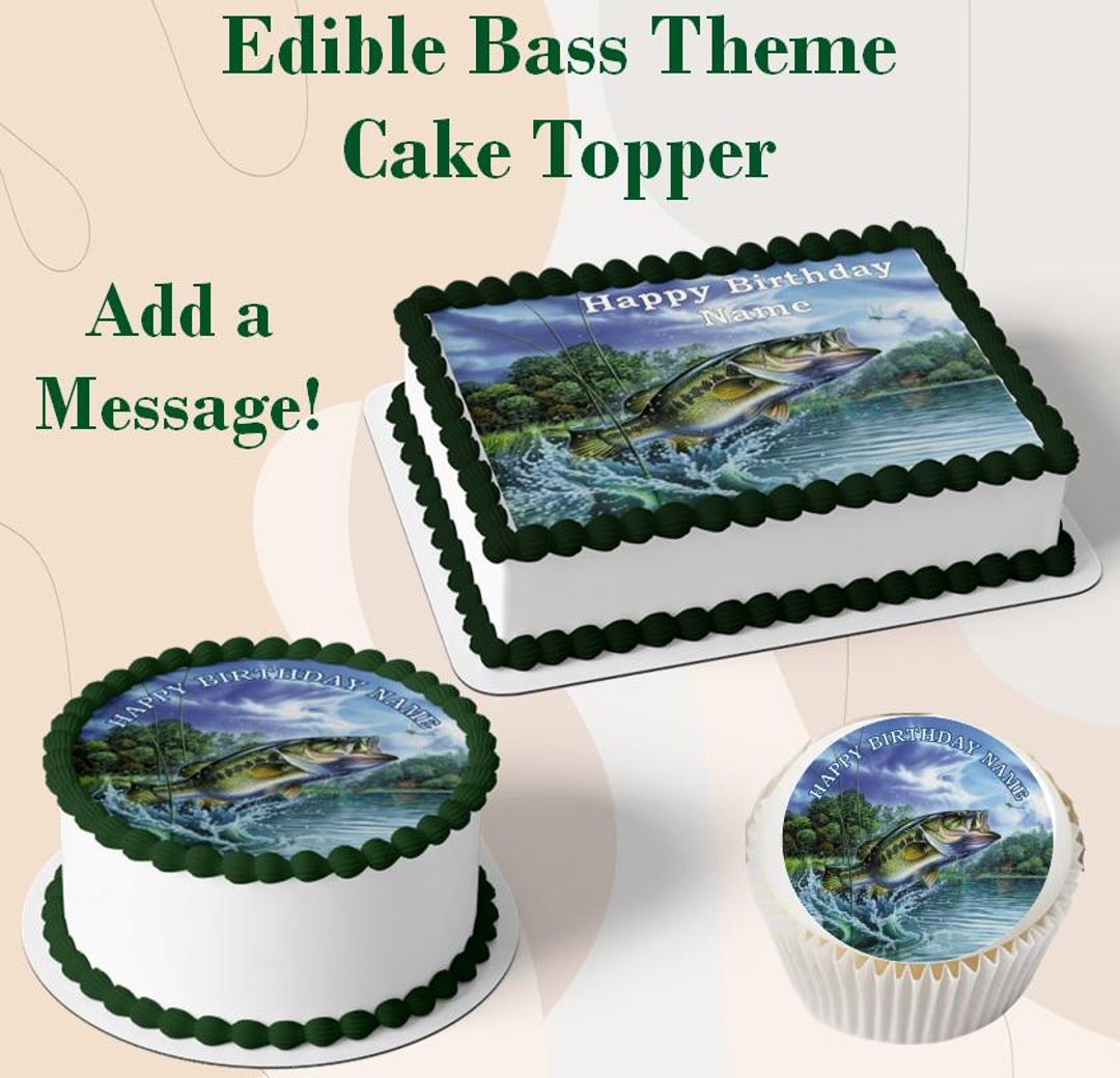 Bass Fishing Edible Cake Topper Image, Bass Fishing Cupcakes, Fathers ...