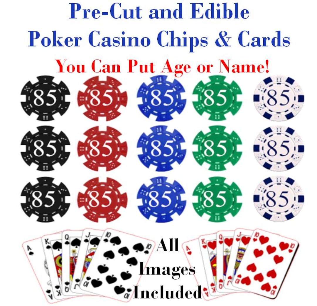 Pre-cut Edible Poker Chips & Playing Cards. Royal Flush Edible Cards ...