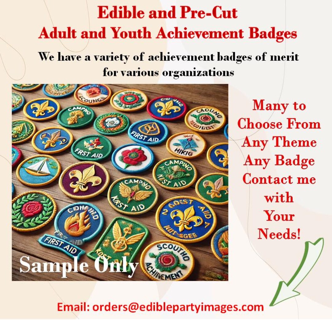 Edible Achievement Badges of Merit Comes Pre-cut and Printed on Sugar ...