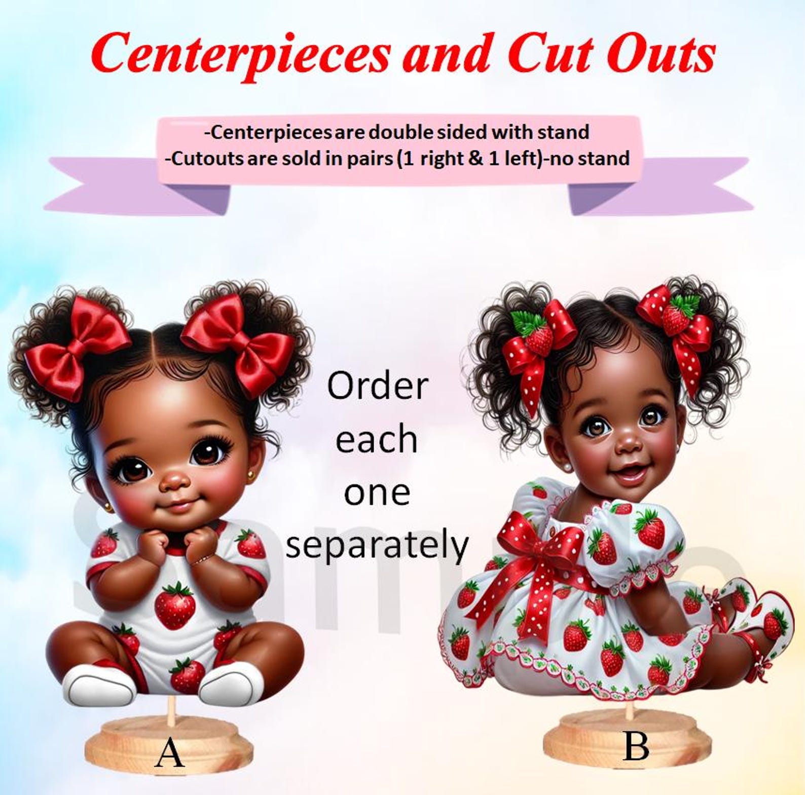 Strawberry Baby Girl Centerpieces or Cut Outs. A Berry Sweet Baby ...