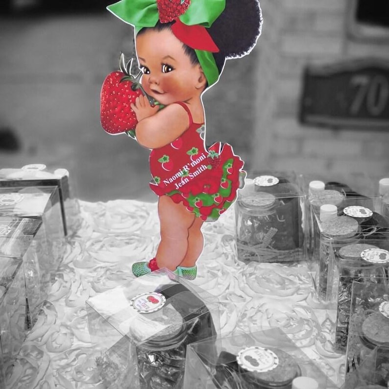 Sweet Strawberry Girl Centerpiece. Strawberry Theme Baby Cut Outs. A ...
