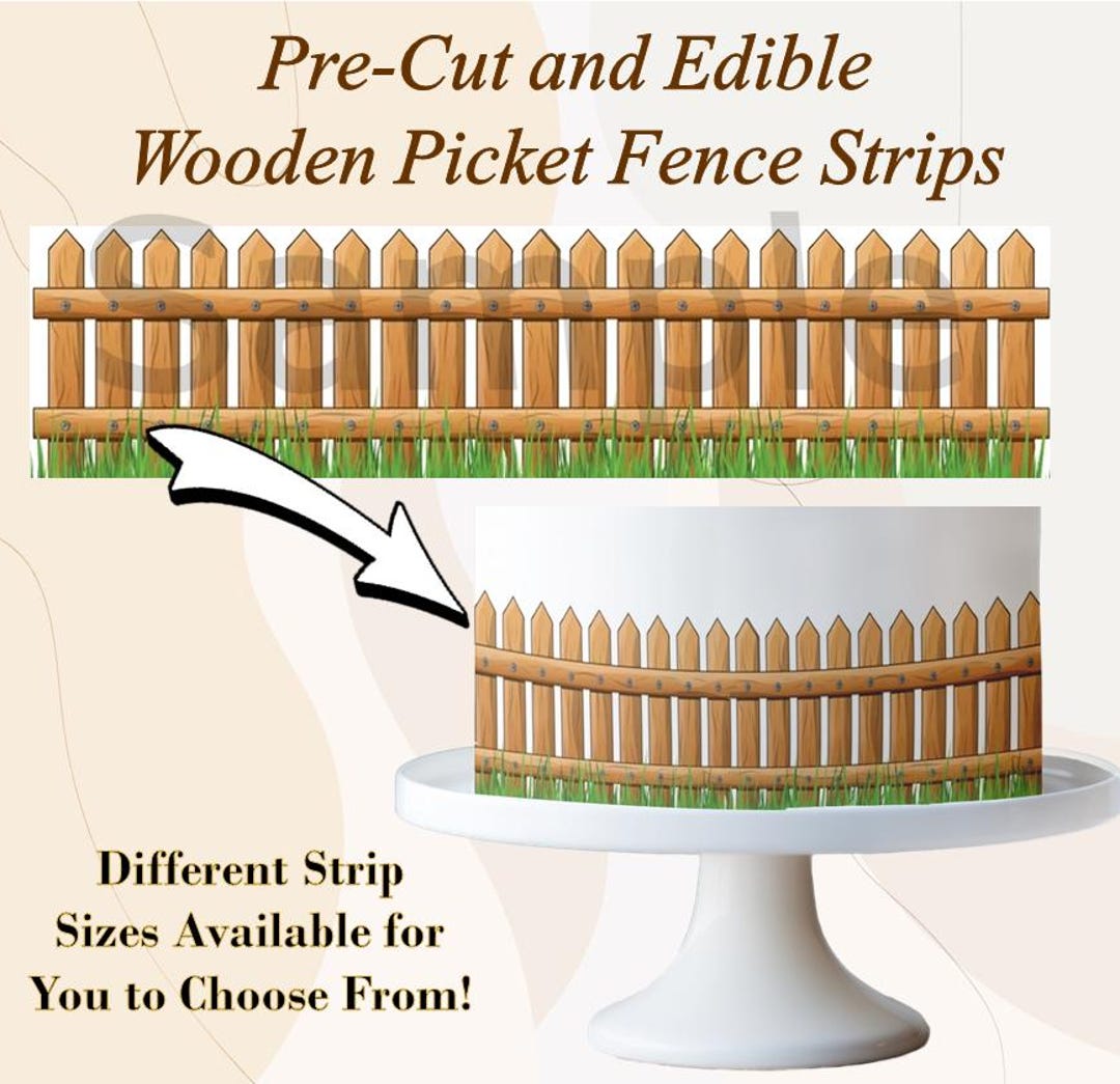 Wooden Picket Fence Edible Cake Wrap Frosting Sugar Sheet. Rustic Wood ...